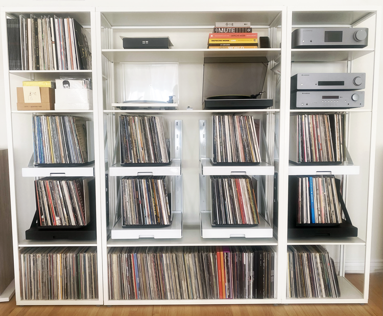 The Toneoptic rpm rotating vinyl record storage furniture display