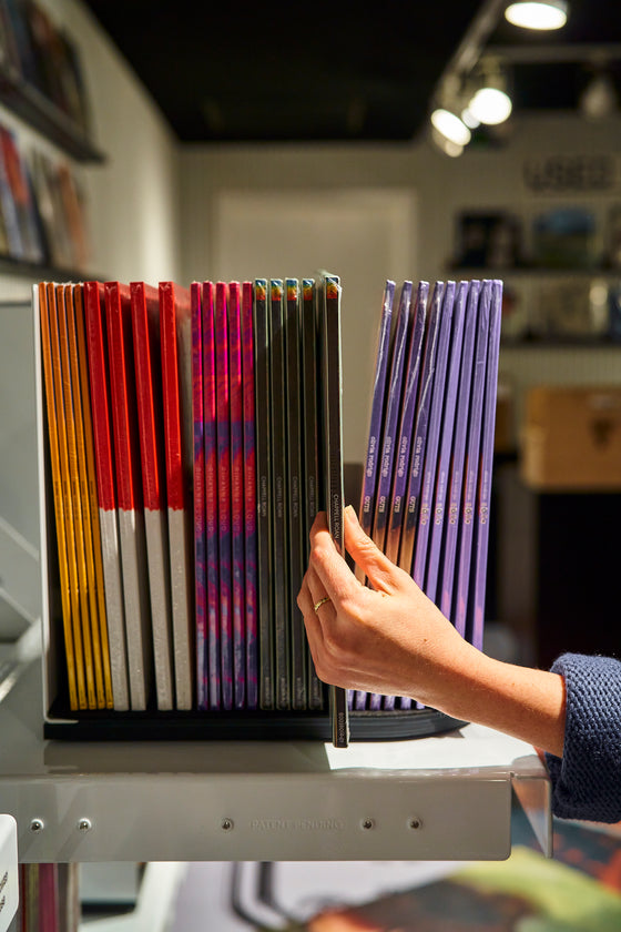 The Toneoptic rpm rotating vinyl record storage furniture display